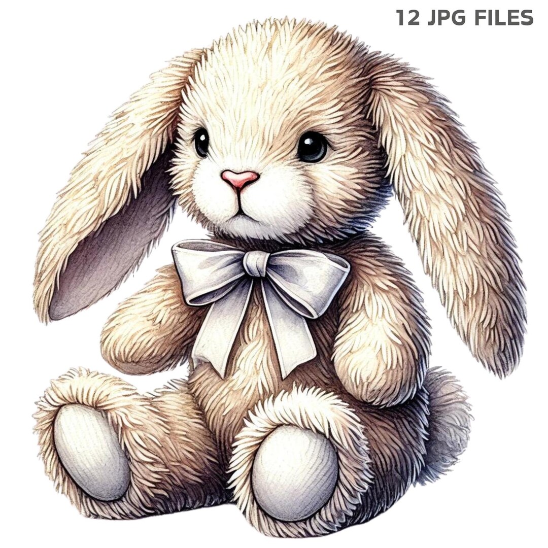 Vintage Bunny Toy Clipart Set for Nursery Art & Baby Shower Decor ...