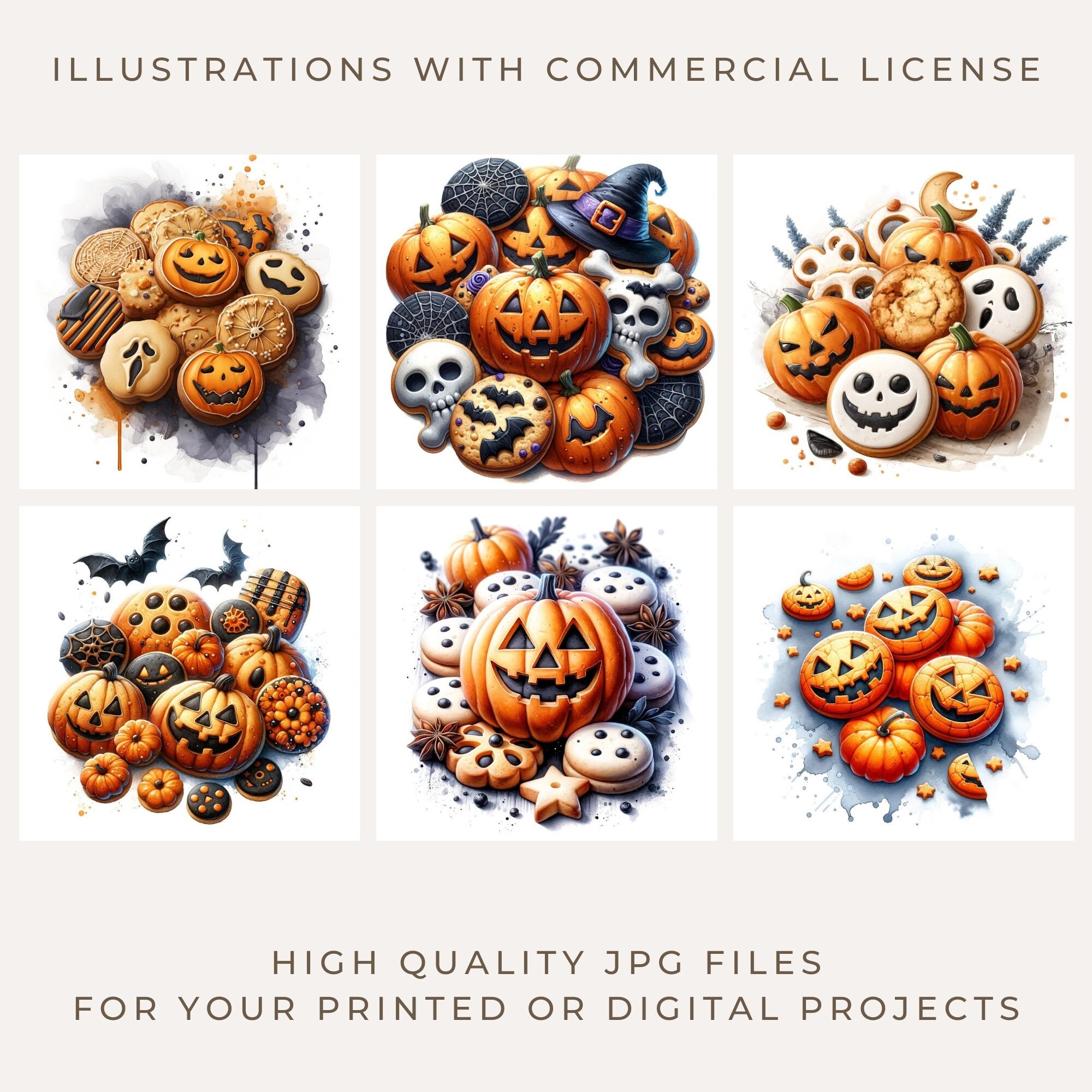 Spooky Halloween Cookies Clipart Set for Journaling, Instant Download ...
