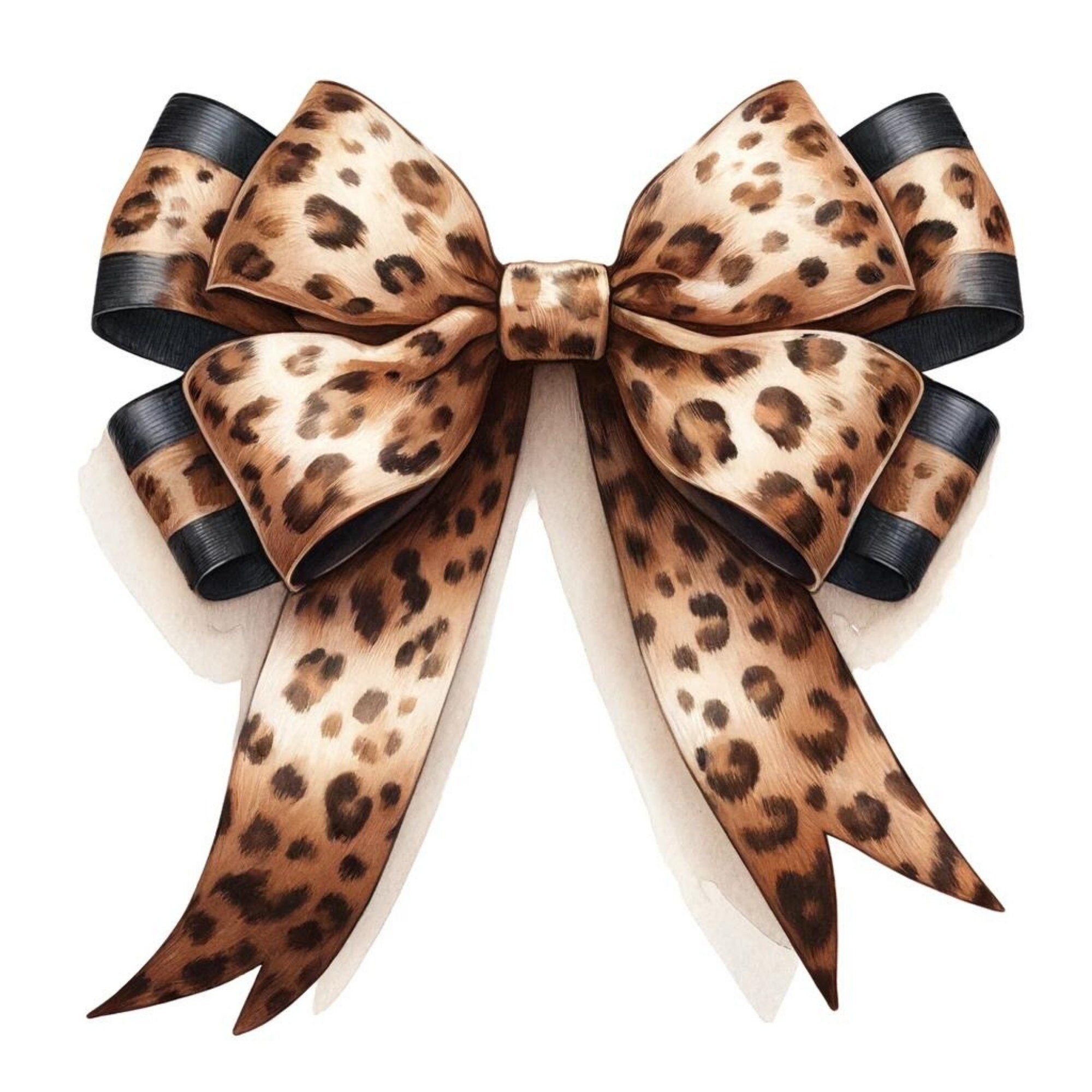 Leopard Bow Clipart Set, Digital Crafting Junk Journal, Watercolor Bow ...