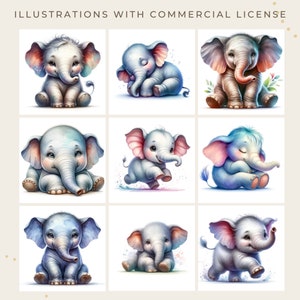 Watercolor Elephant Clipart Bundle, Instant Download for Cute Nursery ...