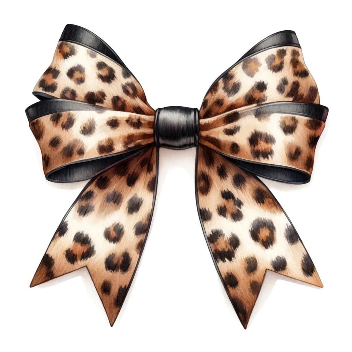 Leopard Bow Clipart Set, Digital Crafting Junk Journal, Watercolor Bow ...