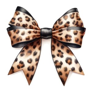 Leopard Bow Clipart Set, Digital Crafting Junk Journal, Watercolor Bow ...