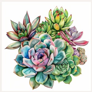 12 Watercolor Succulent Clip Art Set Digital Bundle for Junk Journal ...