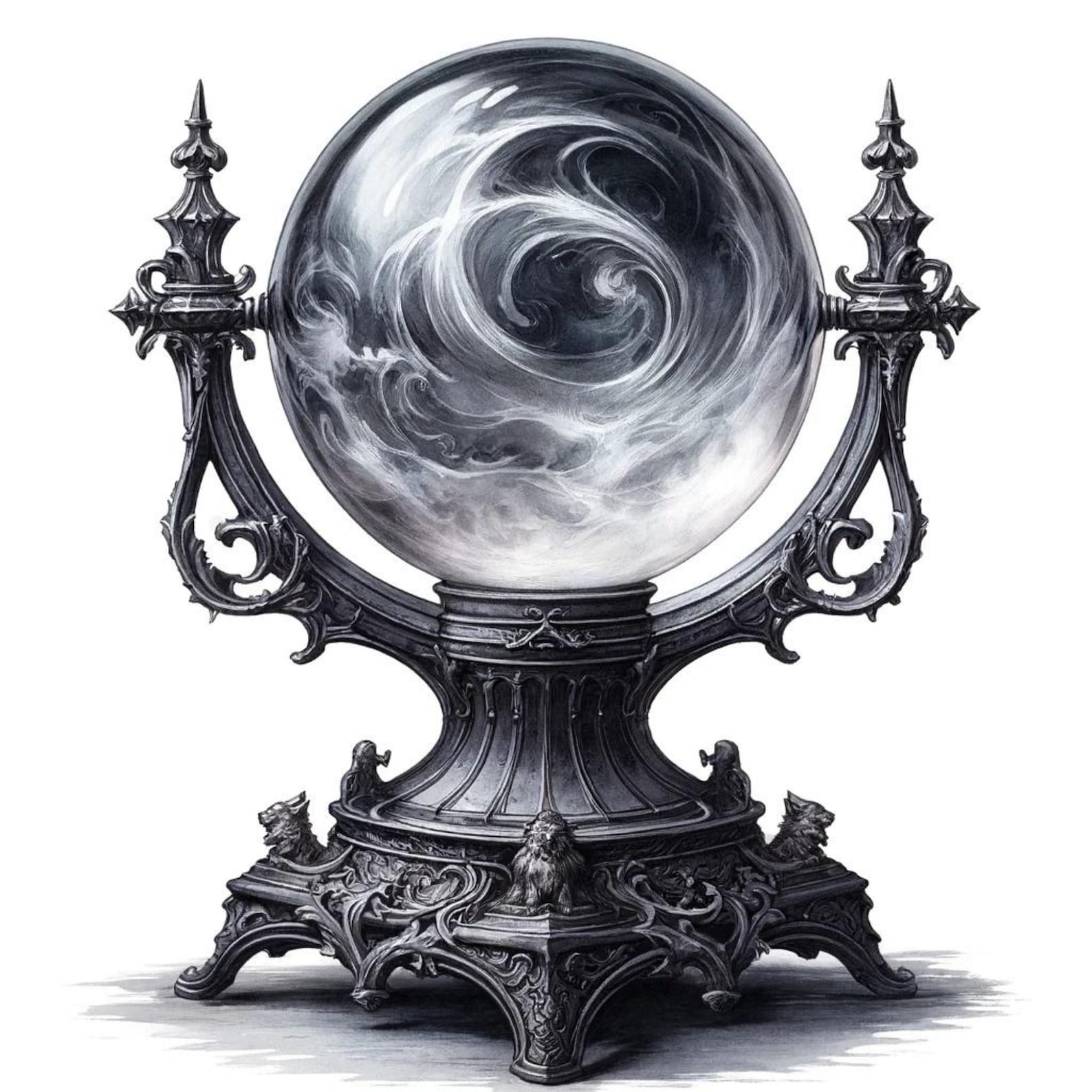 Gothic Crystal Ball Clipart, Instant Download for Digital Crafting ...