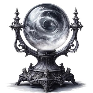 Gothic Crystal Ball Clipart, Instant Download for Digital Crafting ...