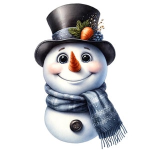 Funny Snowman Clipart Bundle, Cute Christmas Digital Crafting, Snowman ...