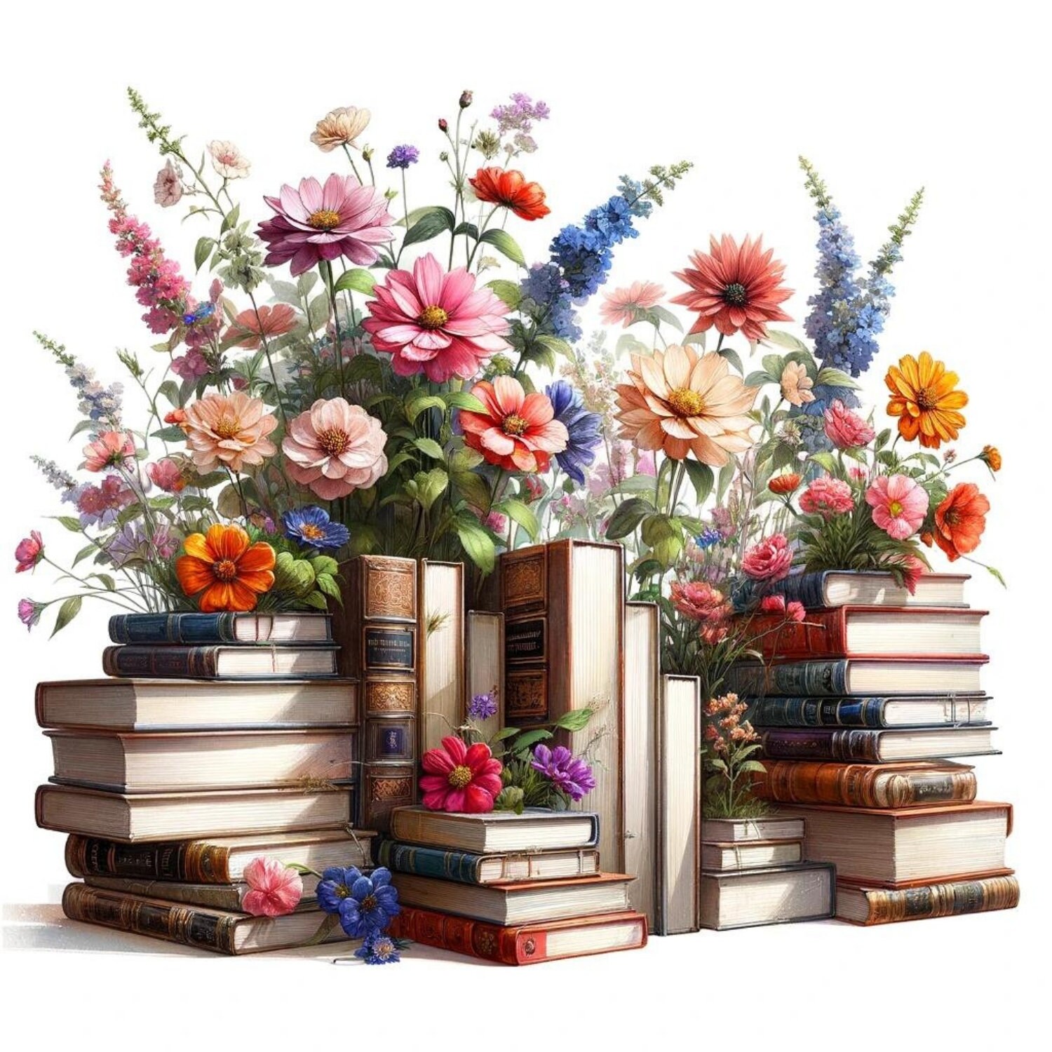 12 Spring Clip Art With Watercolor Book Illustration, Instant Download ...