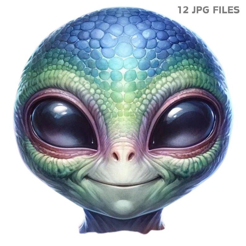 12 Funny Alien Head Clipart, Digital Downloads for Crafting Projects ...