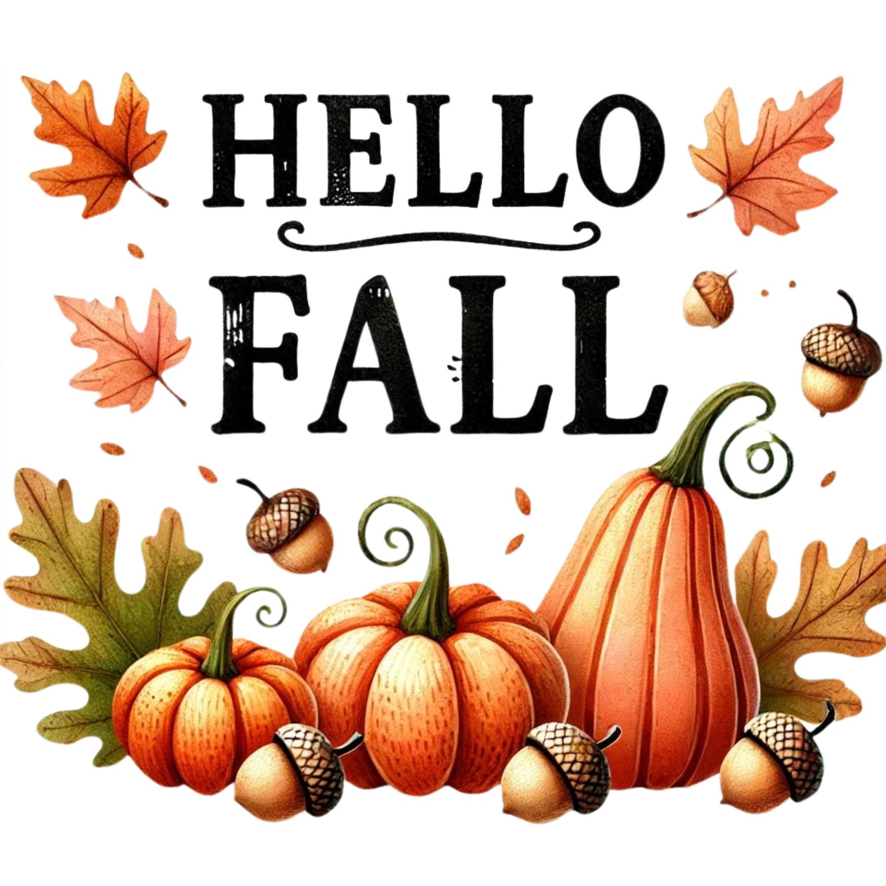 Hello Fall Pumpkin Clipart Bundle, Digital Download Images, Fall Leaves ...