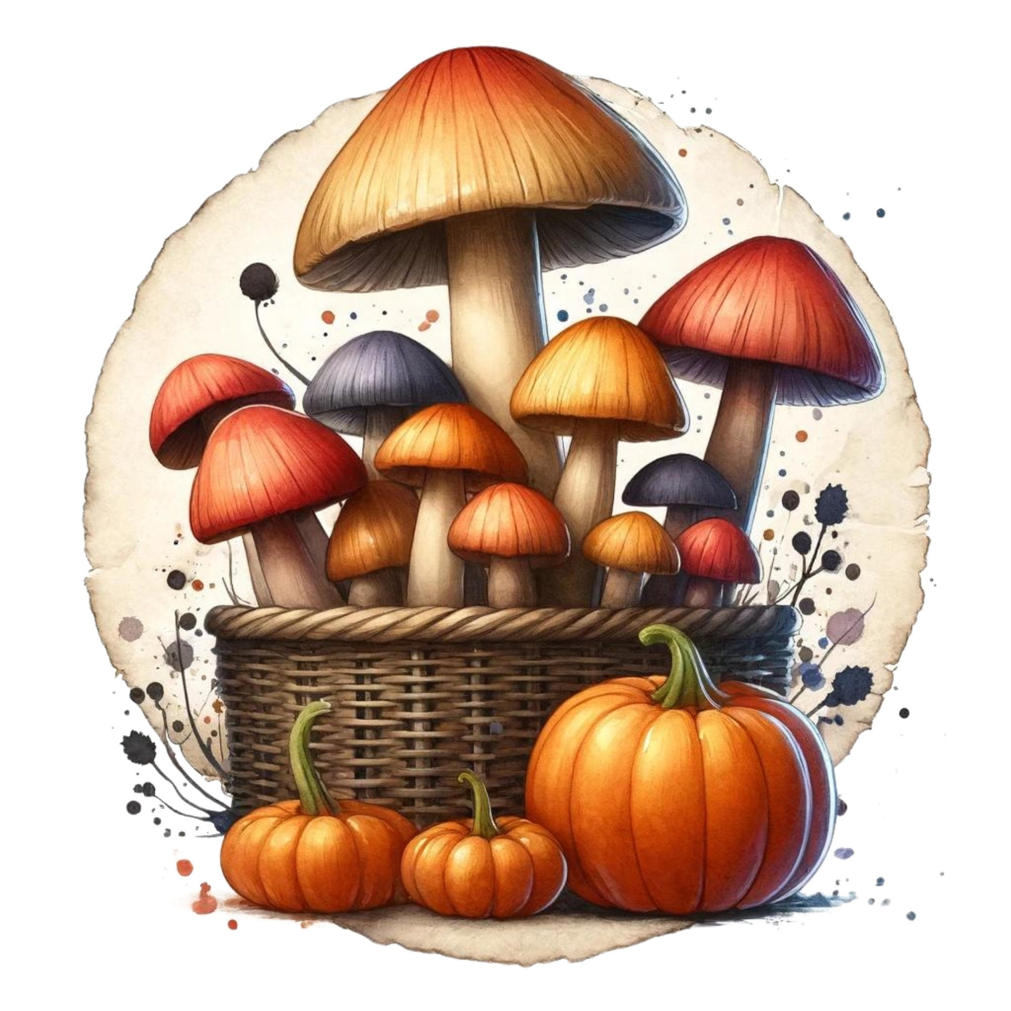 Autumn Mushrooms Clipart, Thanksgiving Clipart Set: Autumn Mushrooms ...