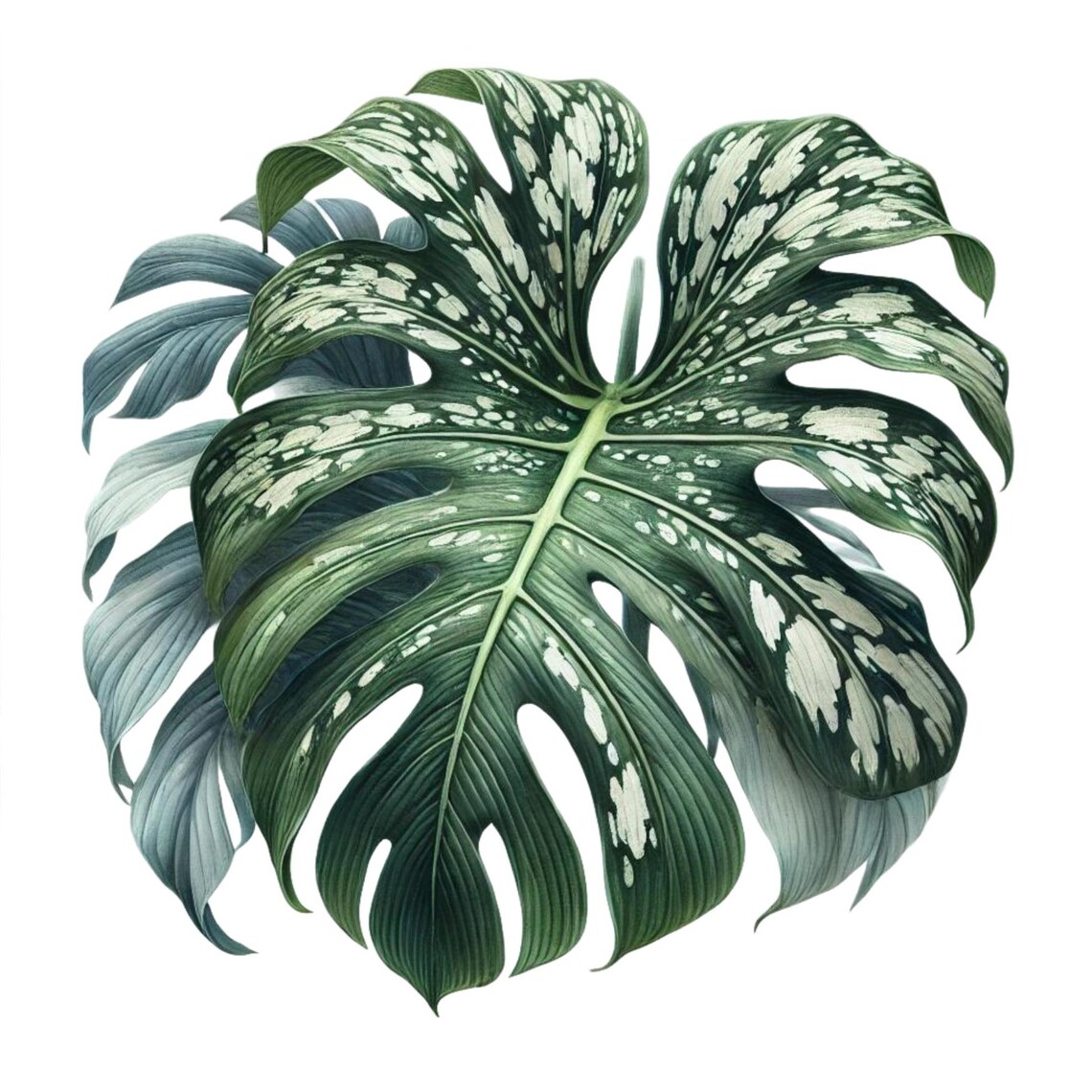 Variegated Monstera Clipart, Jungle Theme Images, Monstera Adansonii ...