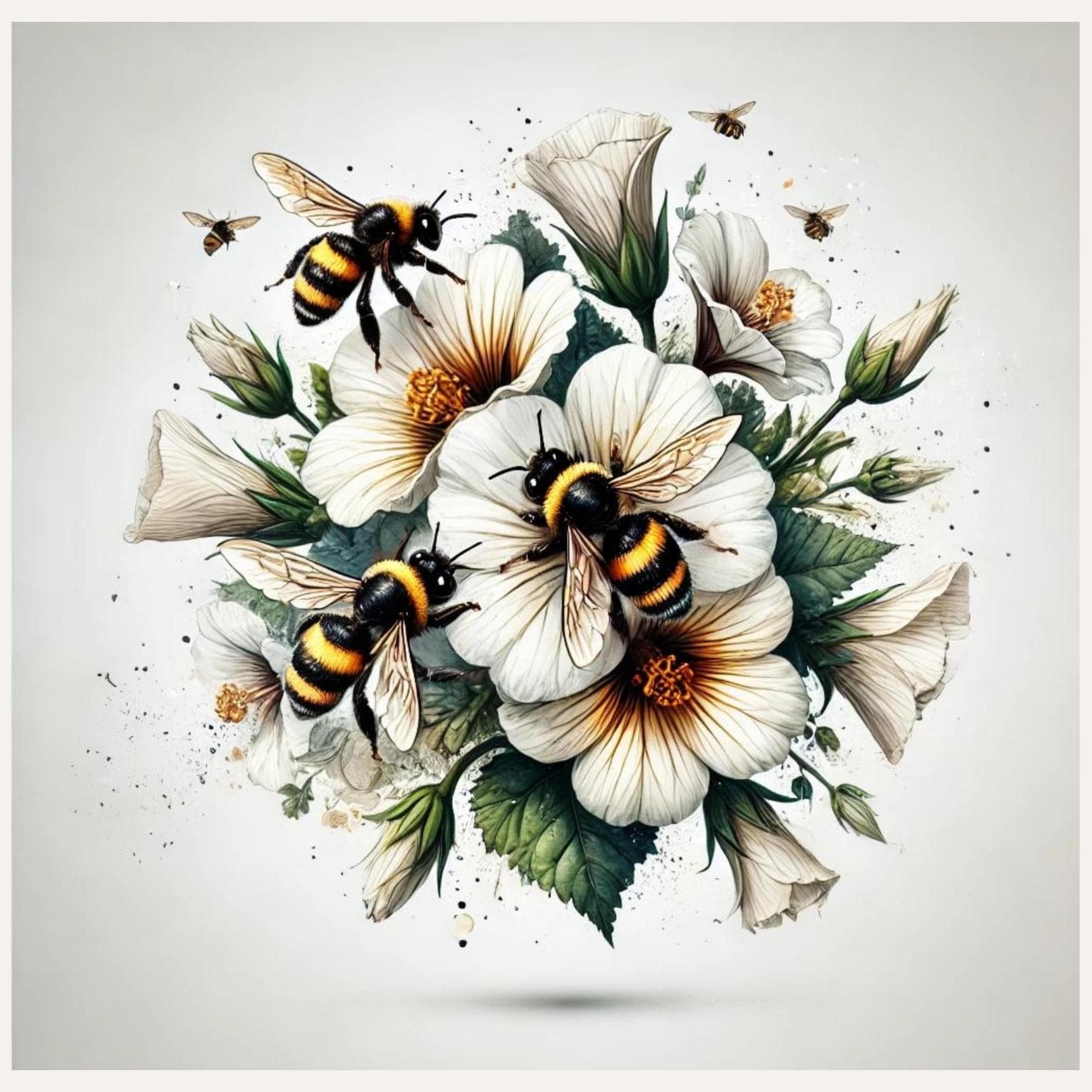 Bees in Flowers Clipart, Digital Download for Junk Journals and ...