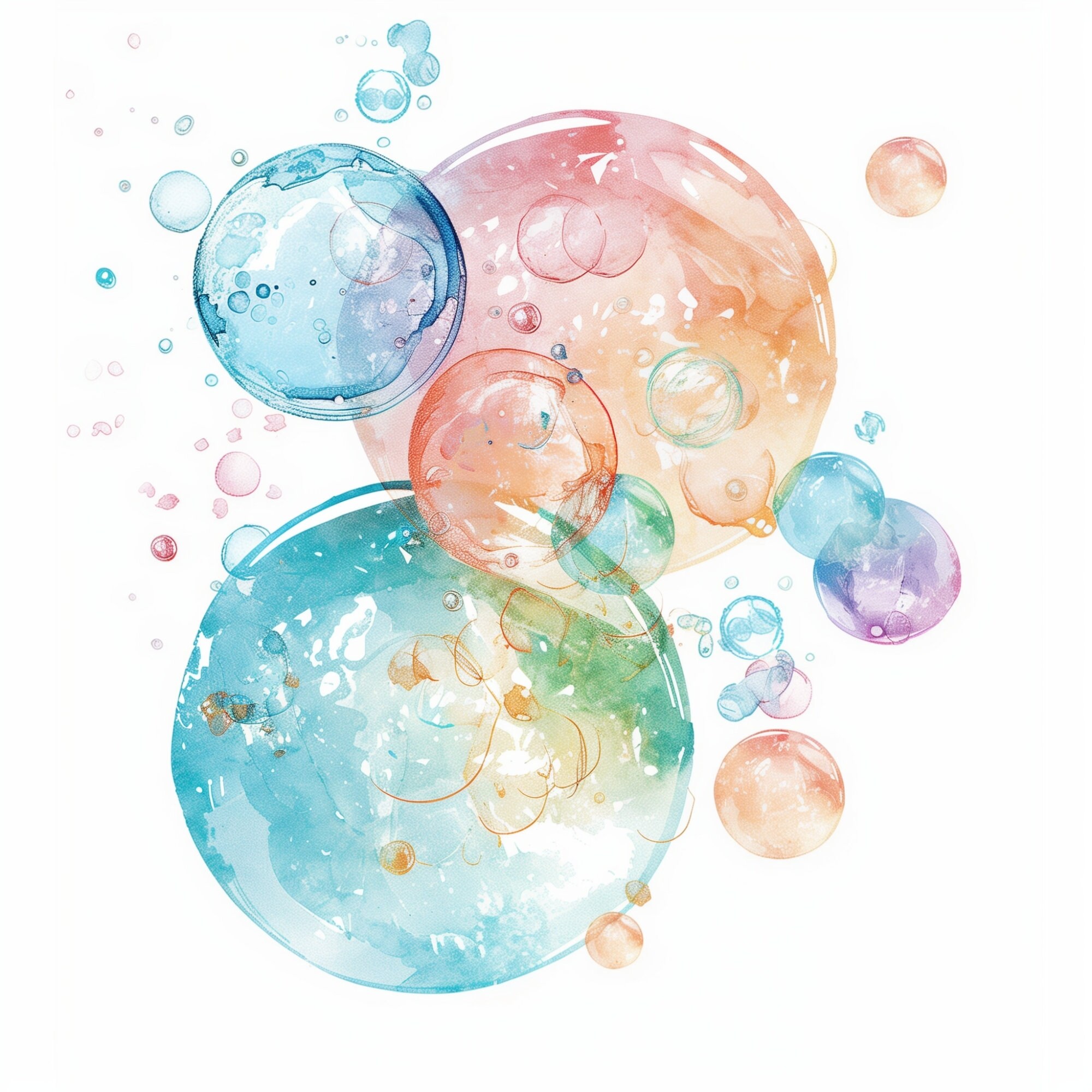 Watercolor Clipart, Bubbles Illustration, Kids Clipart, Scrapbook ...