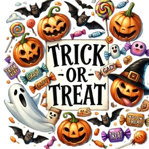 Trick or Treat Clipart Bundle, Cute Halloween Images for Junk Journals ...