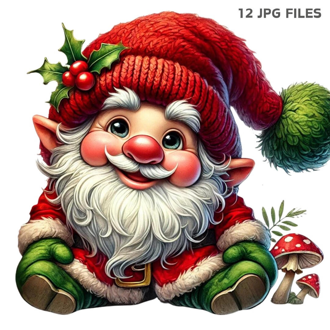 Holiday Gnome Clipart Images, Nordic Christmas Junk Journal, Digital ...