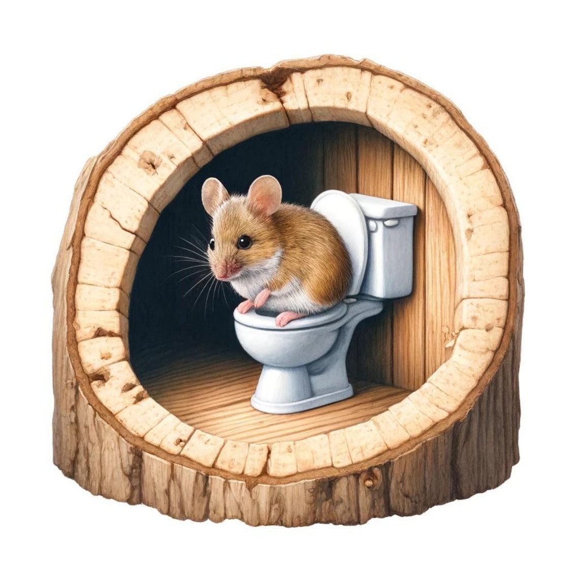 Mouse Sitting on Toilet in Mouse Hole, Instant Download, Cute Mouse ...