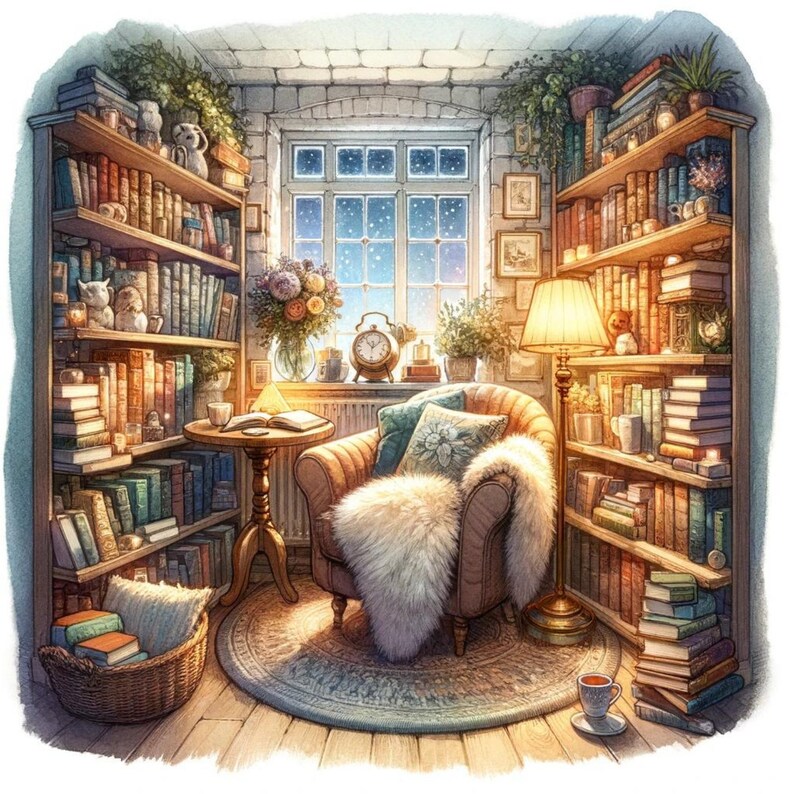 11 Vintage Book Nook Library, Digital Download Scrapbooking Journaling ...