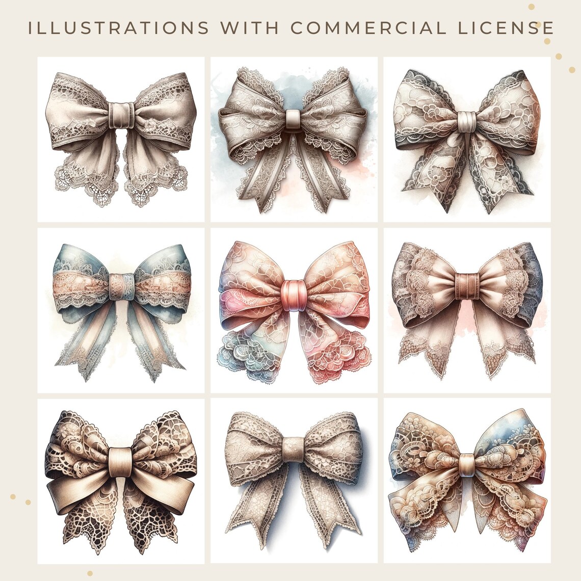 Retro Lace Bow Clipart, Shabby Chic Decor, Coquette Aesthetic Digital ...