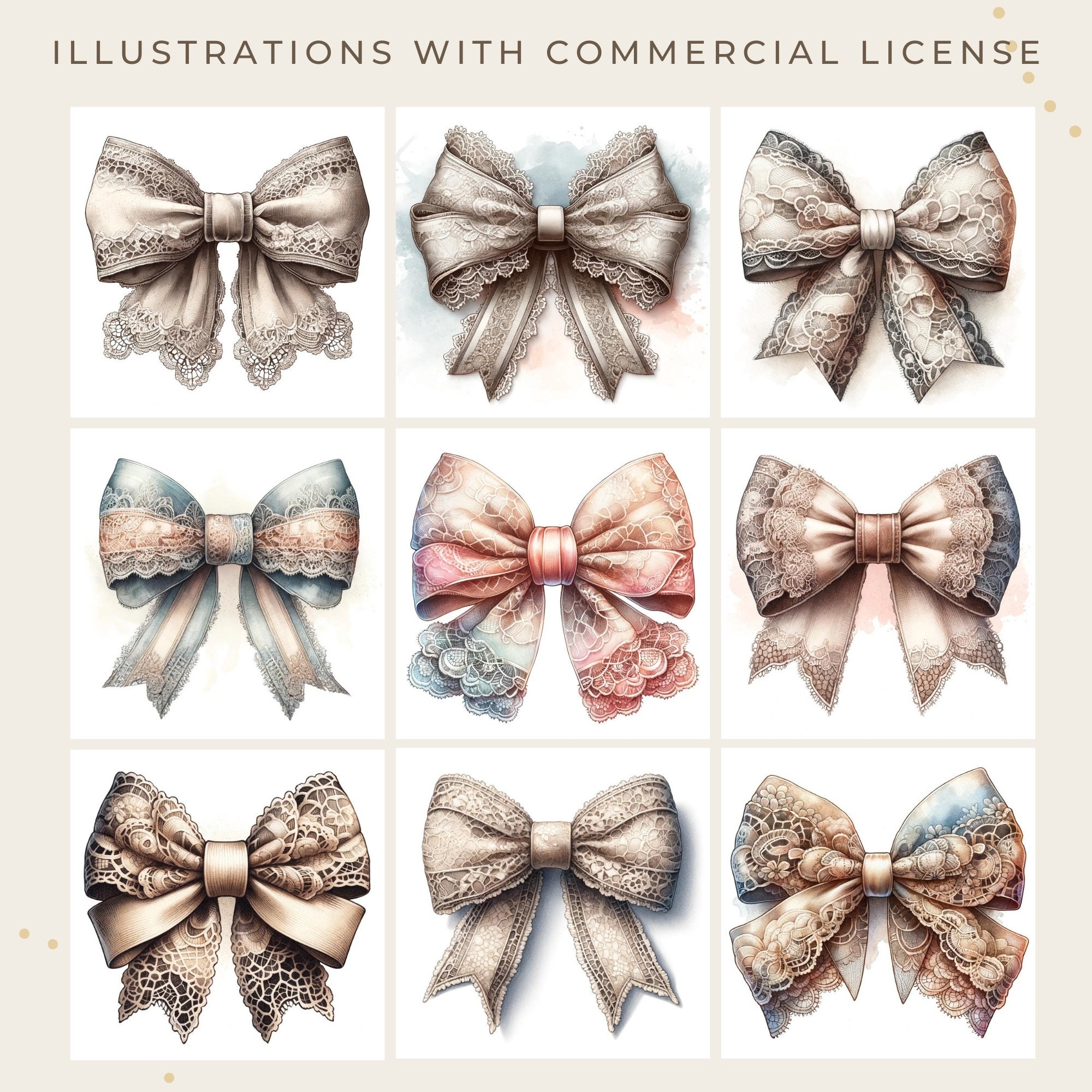 Retro Lace Bow Clipart, Shabby Chic Decor, Coquette Aesthetic Digital ...