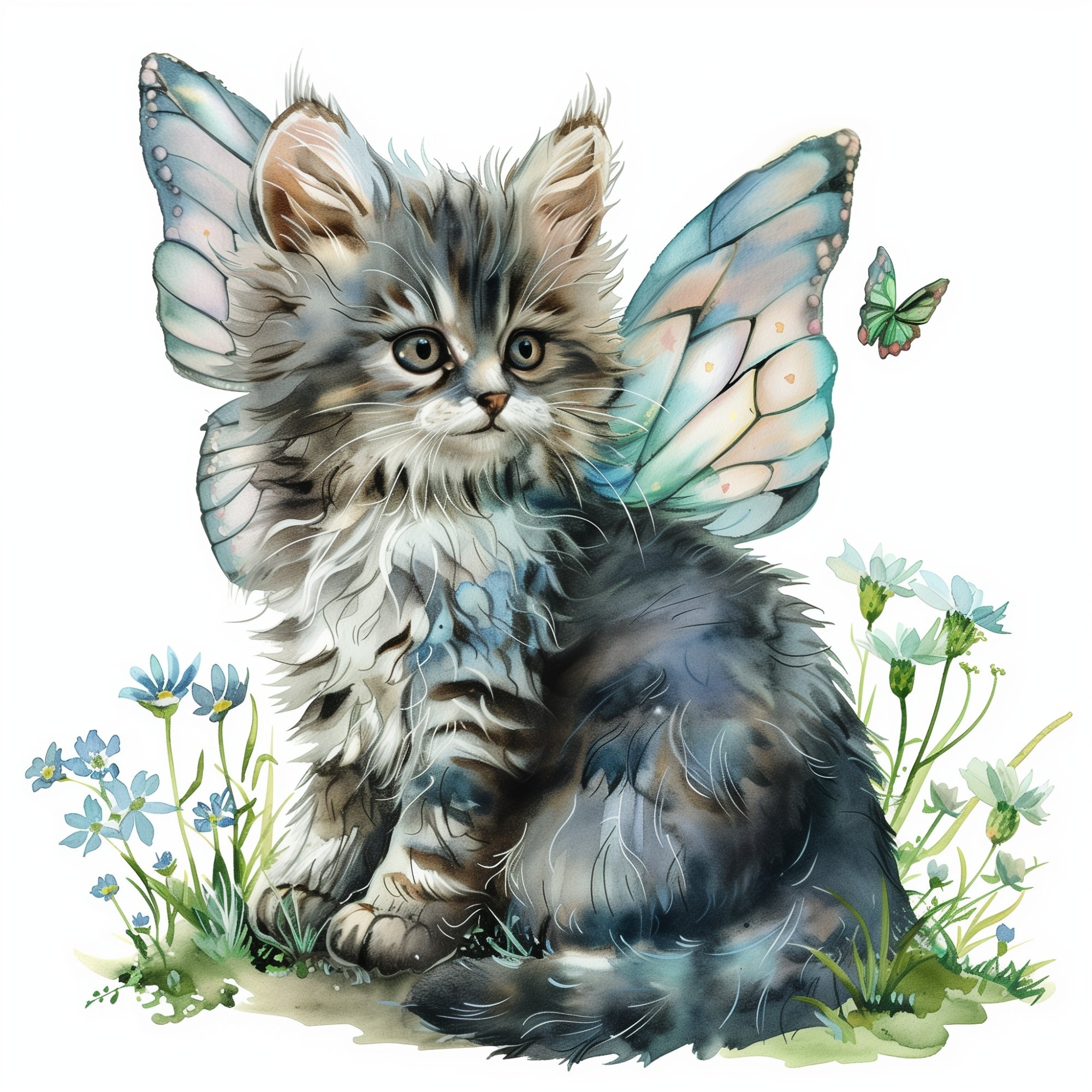 Fairy Cat Clipart for Mystical Junk Journals, Instant Download ...
