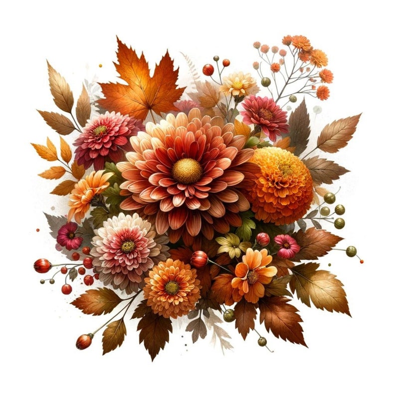Autumn Floral Clipart, Wedding Invitations, Scrapbook Ephemera ...