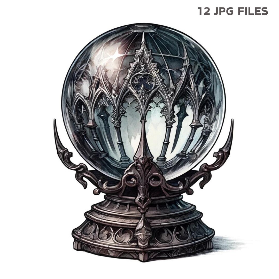 Gothic Crystal Ball Clipart, Instant Download for Digital Crafting ...