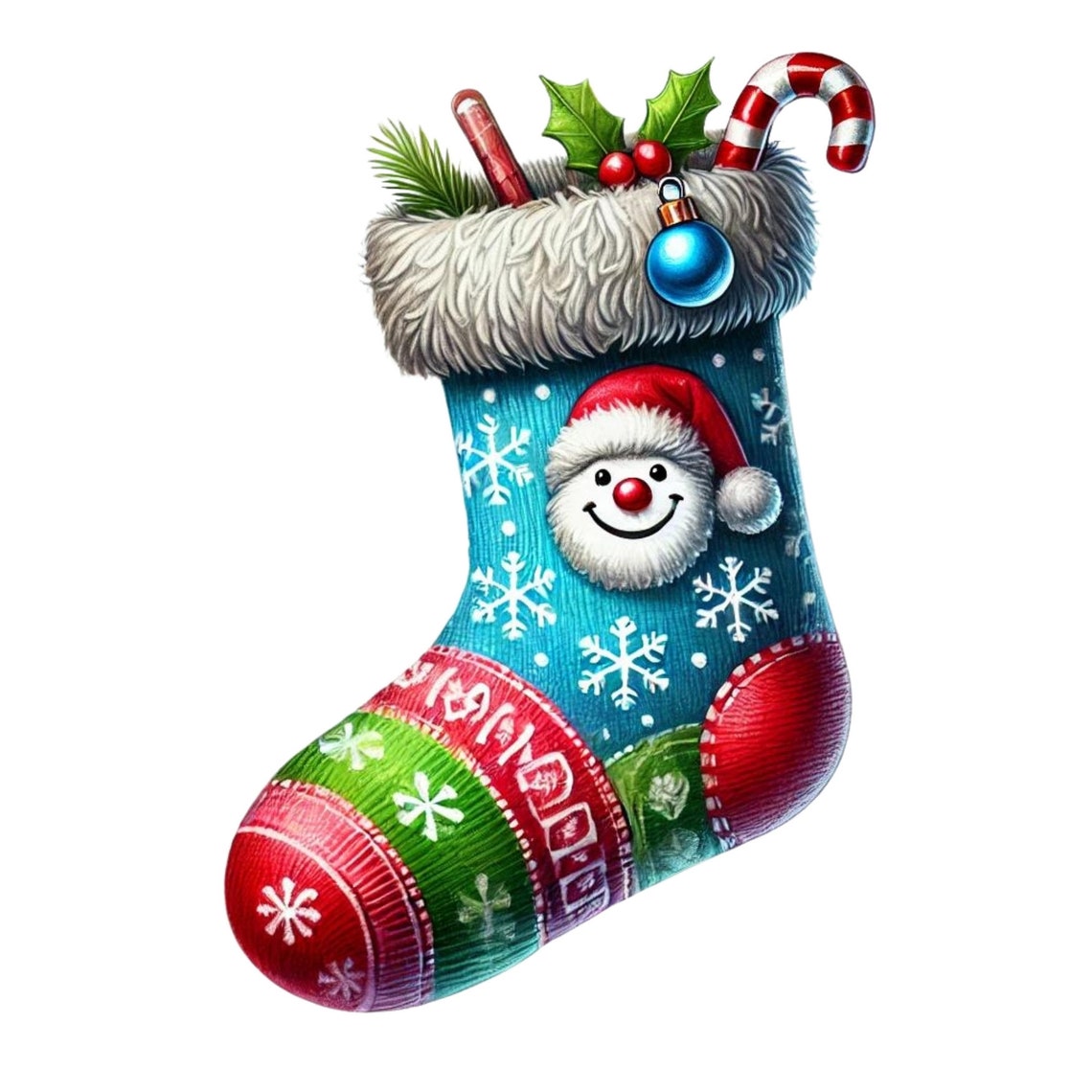 Funny Santa Socks, Cute Watercolor Images, Digital Download, Christmas ...