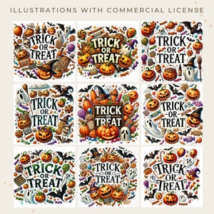 Trick or Treat Clipart Bundle, Cute Halloween Images for Junk Journals ...