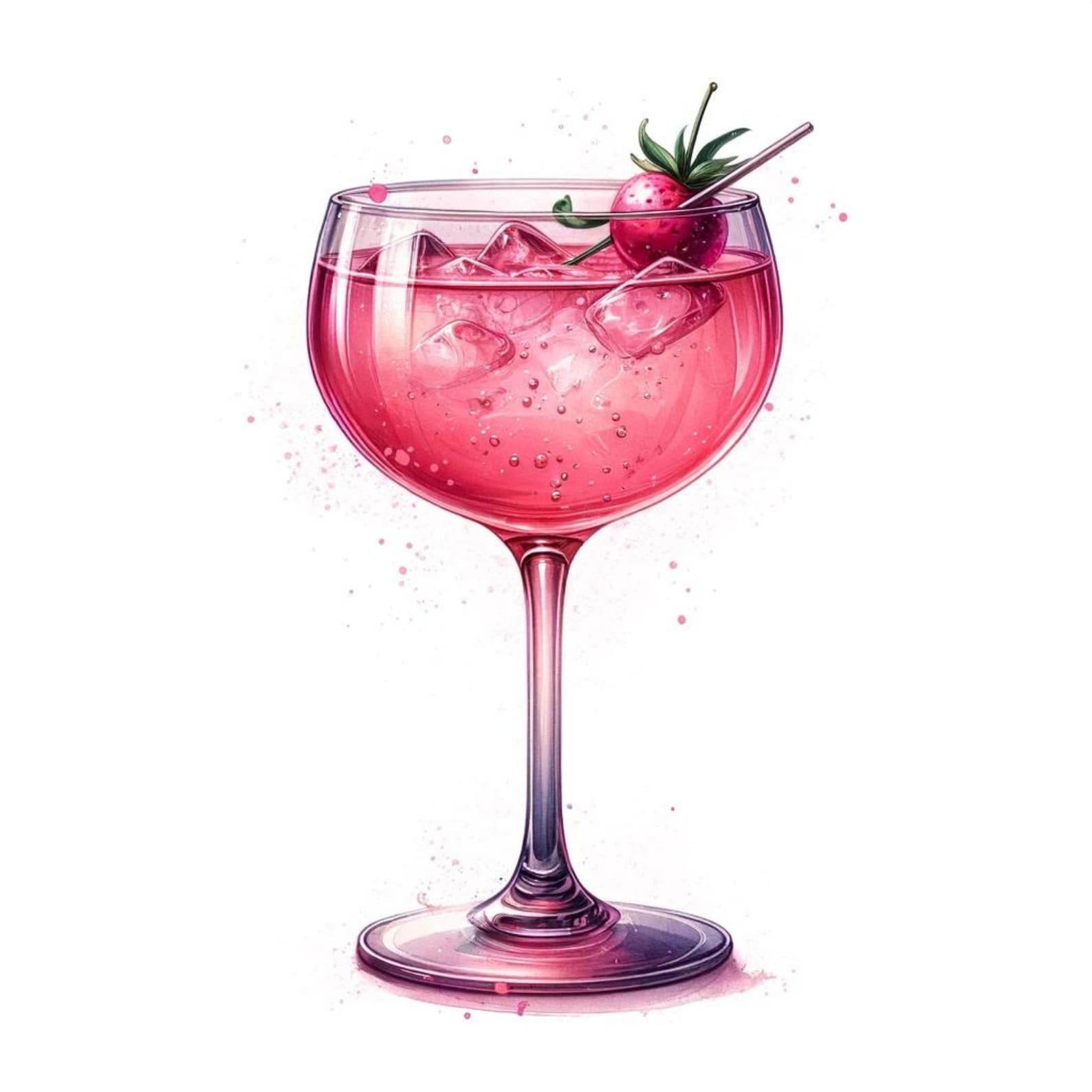 13 Pink Cocktails Alcohol Drinks Clipart Pack for Digital Crafting and ...