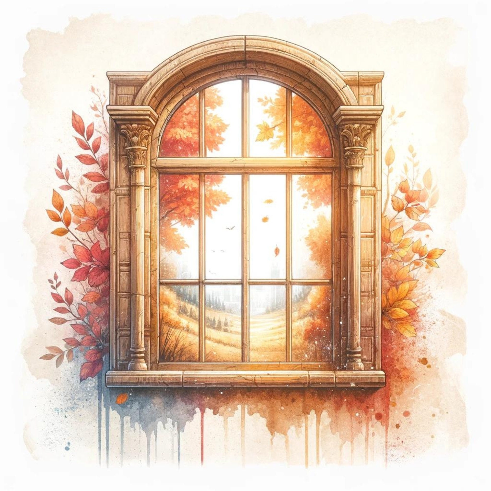 Autumn Window Clipart Bundle for Creative Projects and Shabby Decor ...