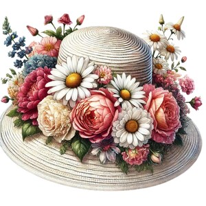 Watercolor Floral Flower Hat Clipart Set, Instant Download for Wedding ...