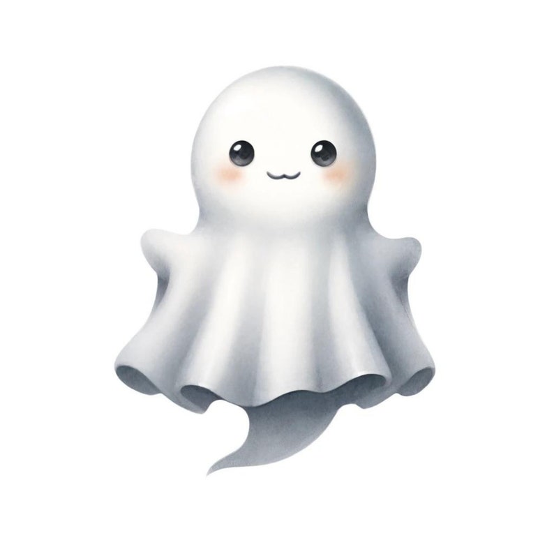 Cute Kawaii Ghost Clip Art Bundle, Retro Halloween, Collage Images ...
