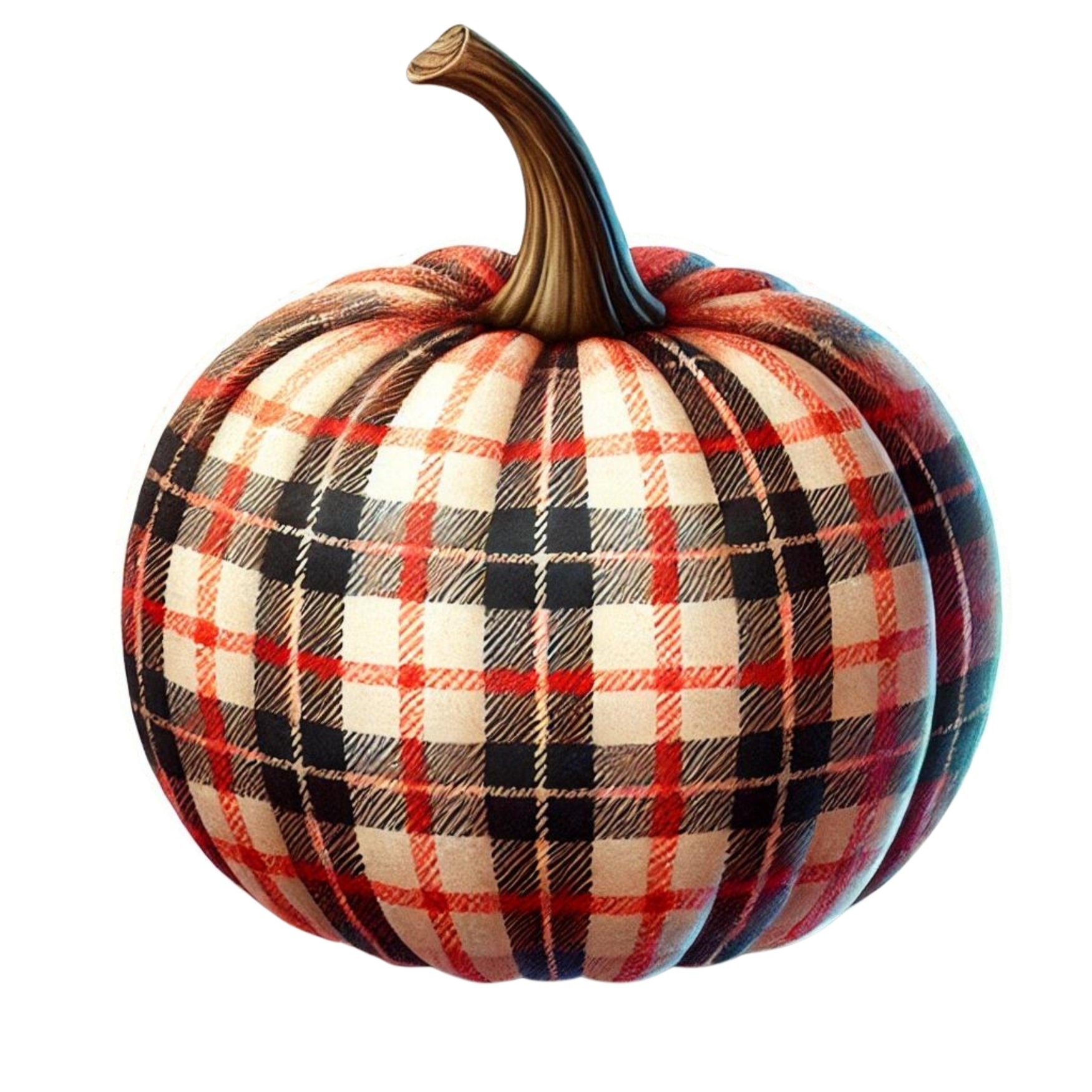 Plaid Pumpkin Clipart, High Resolution Digital Downloads for Fall ...