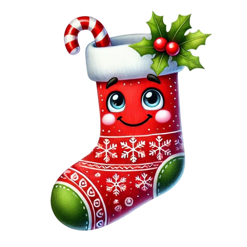 Funny Santa Socks, Cute Watercolor Images, Digital Download, Christmas ...