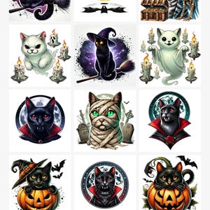 Spooky Cats Clipart Bundle, Instant Download Halloween Design, Creepy ...