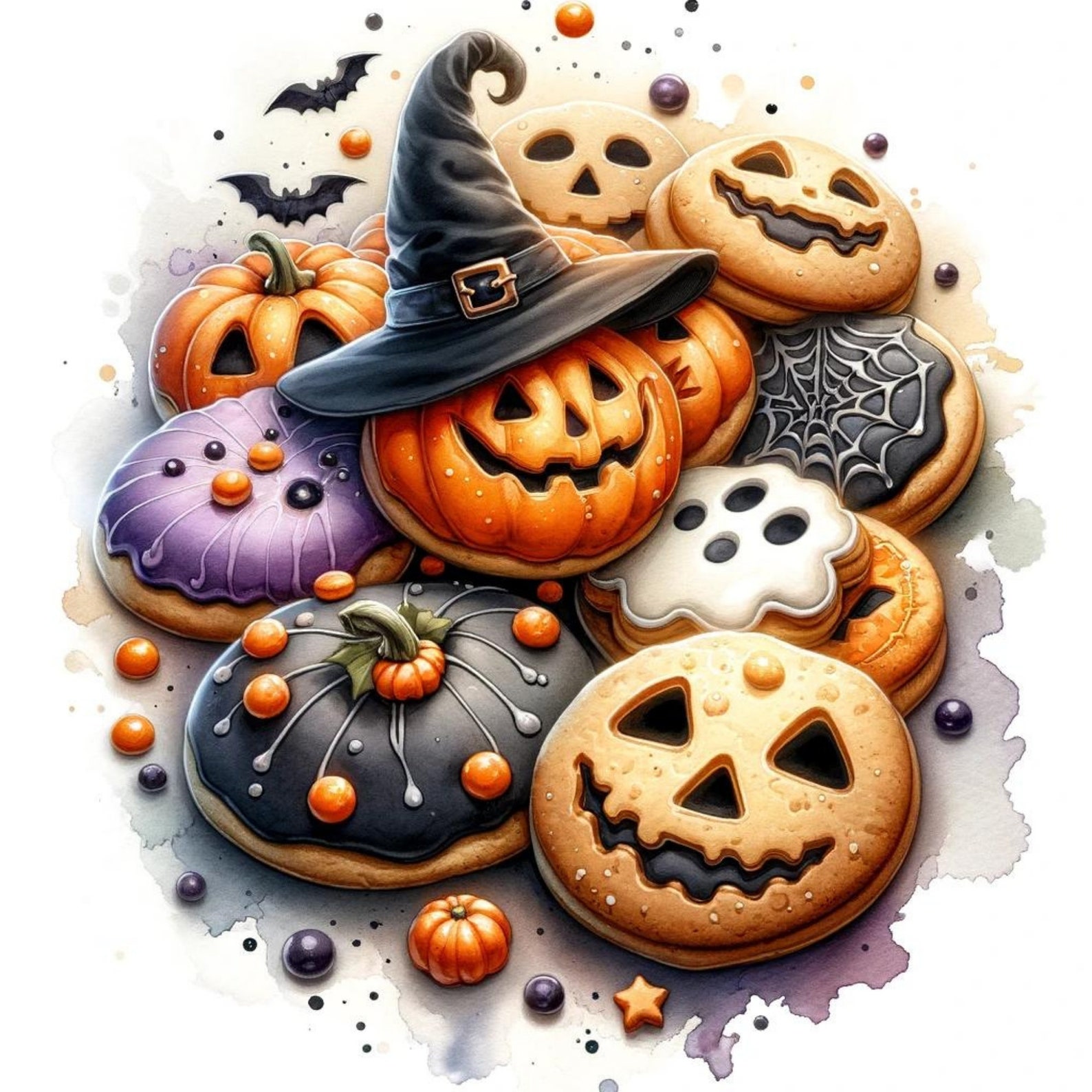Spooky Halloween Cookies Clipart Set for Journaling, Instant Download ...