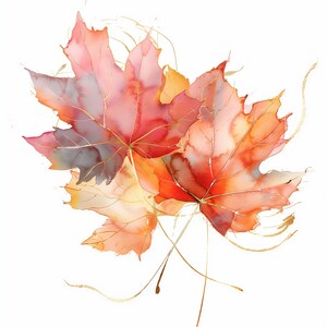 Digital Watercolor Autumn Leaves Clipart for Fall Wedding, Instant ...