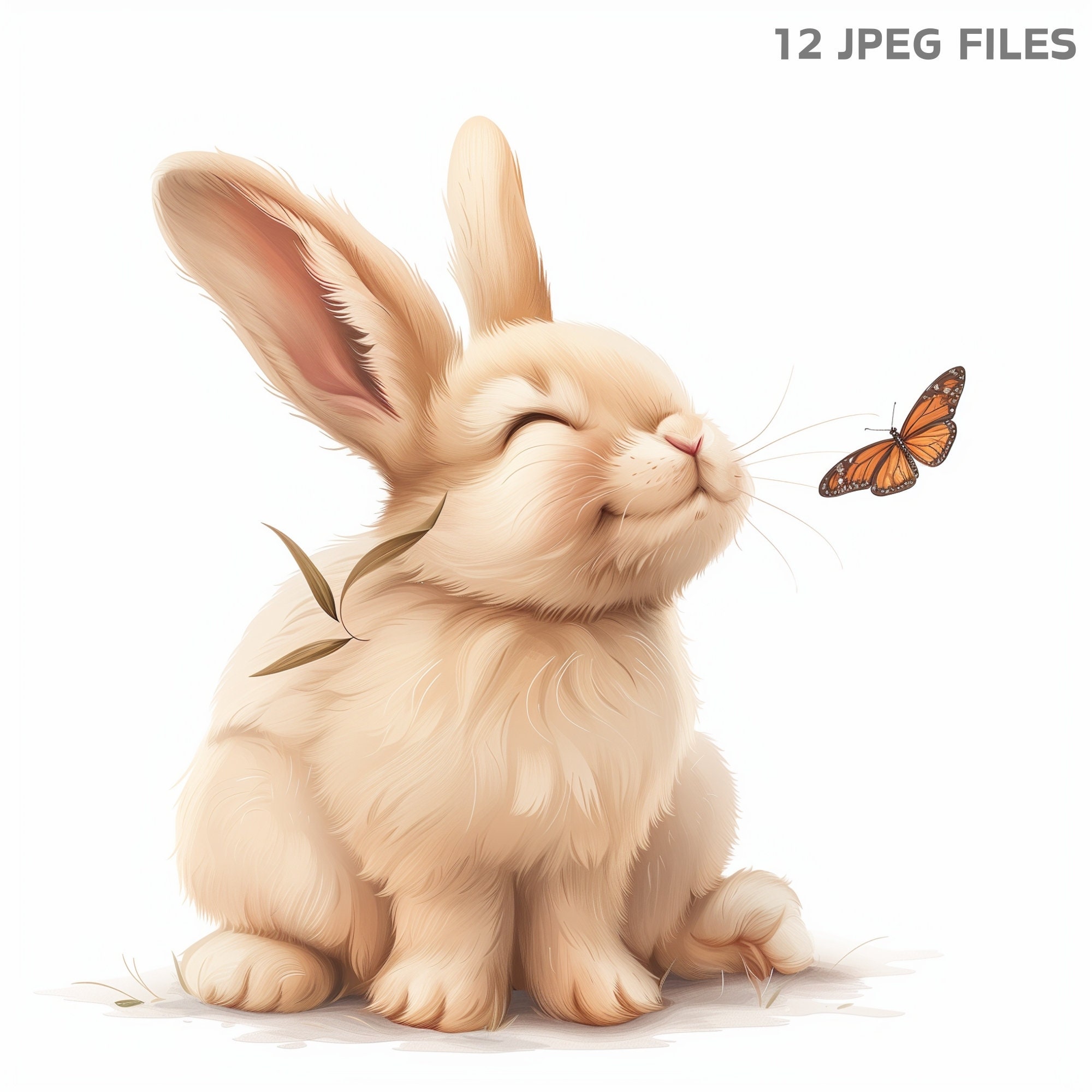 12 Rabbit With Butterfly for Junk Journal, Digital Print, Paper Craft ...