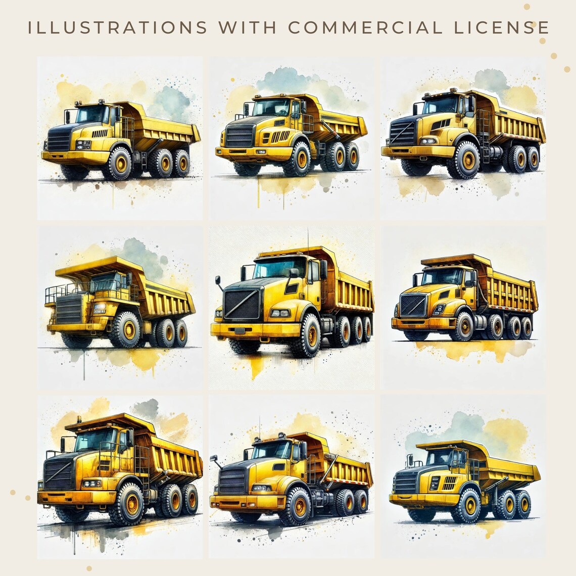 Yellow Dump Truck, Cars Clipart Bundle, Instant Download for Digital ...