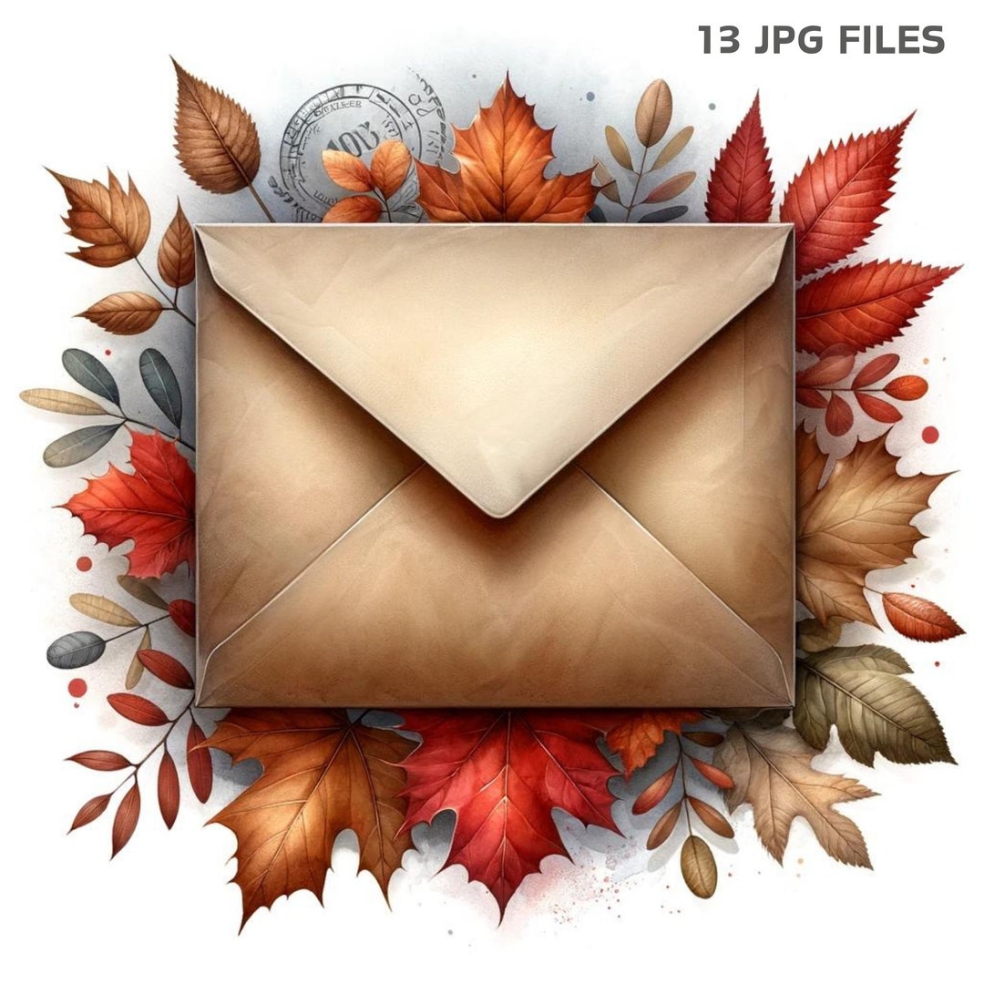 Autumn Leaves Envelope, Cozy Fall Decor, Junk Journal, Fall Floral ...