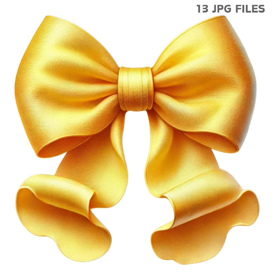 Yellow Coquette Bow Clipart, Watercolor Bows for Aesthetic Coquette ...