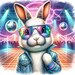 Neon Disco Bunny Watercolor Clipart Set, Digital Download for ...