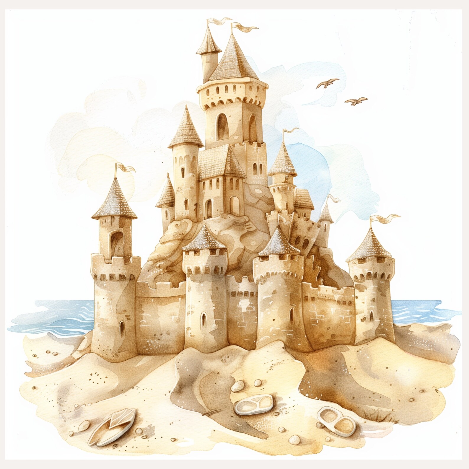 Sand Castle Clipart for Scrapbooking, Commercial Use Digital Art ...