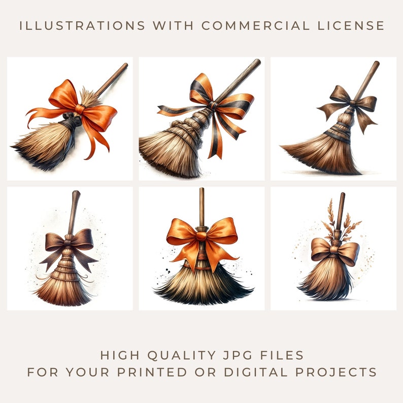 Halloween Broom Clipart, Watercolor Design,digital Download for Junk ...
