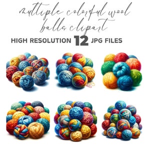 Colorful Wool Balls & Sewing Clipart for Paper Crafts and Knitting ...