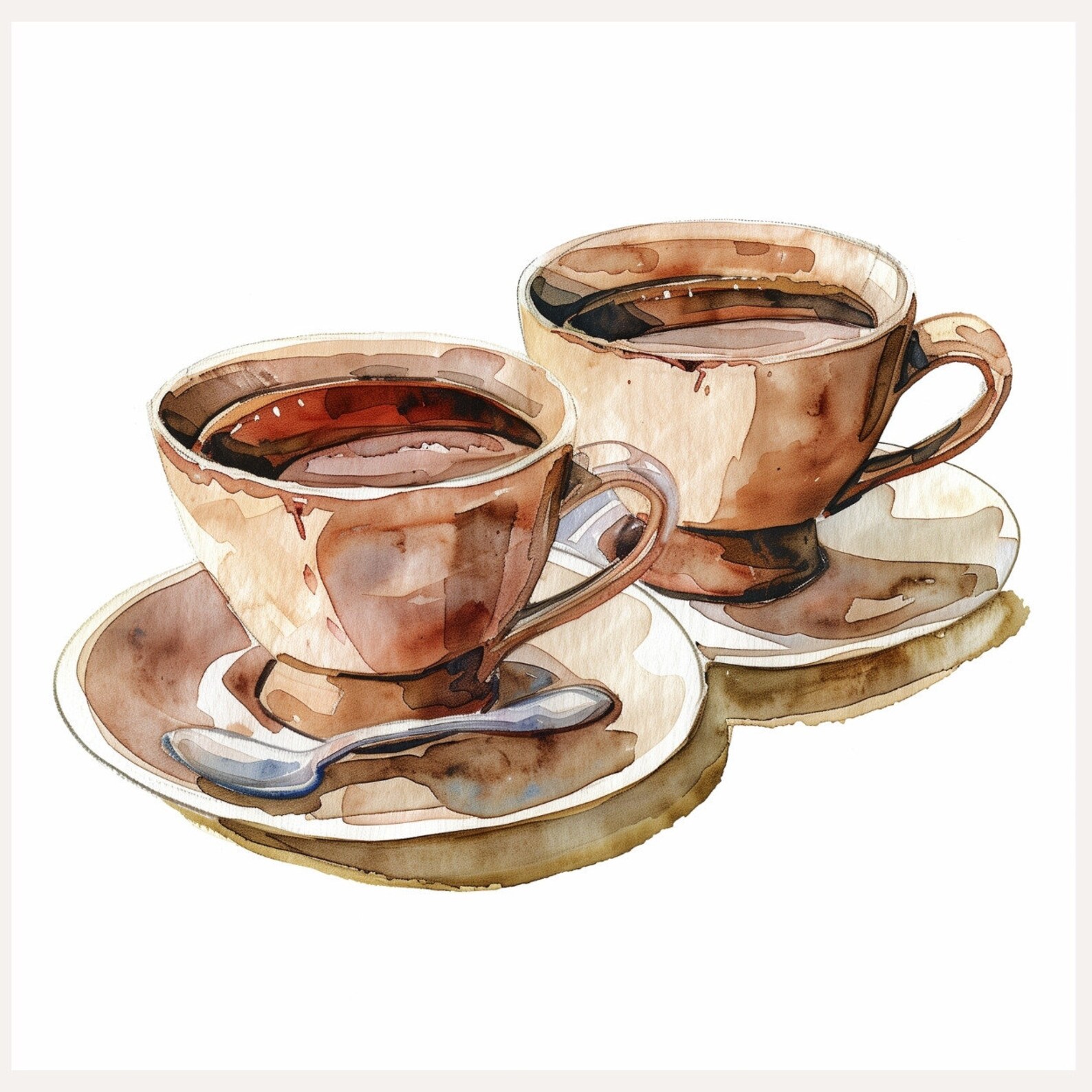 9 Watercolor Coffee Cups Clipart Set, Digital Art for Scrapbooking and ...