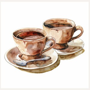 9 Watercolor Coffee Cups Clipart Set, Digital Art for Scrapbooking and ...