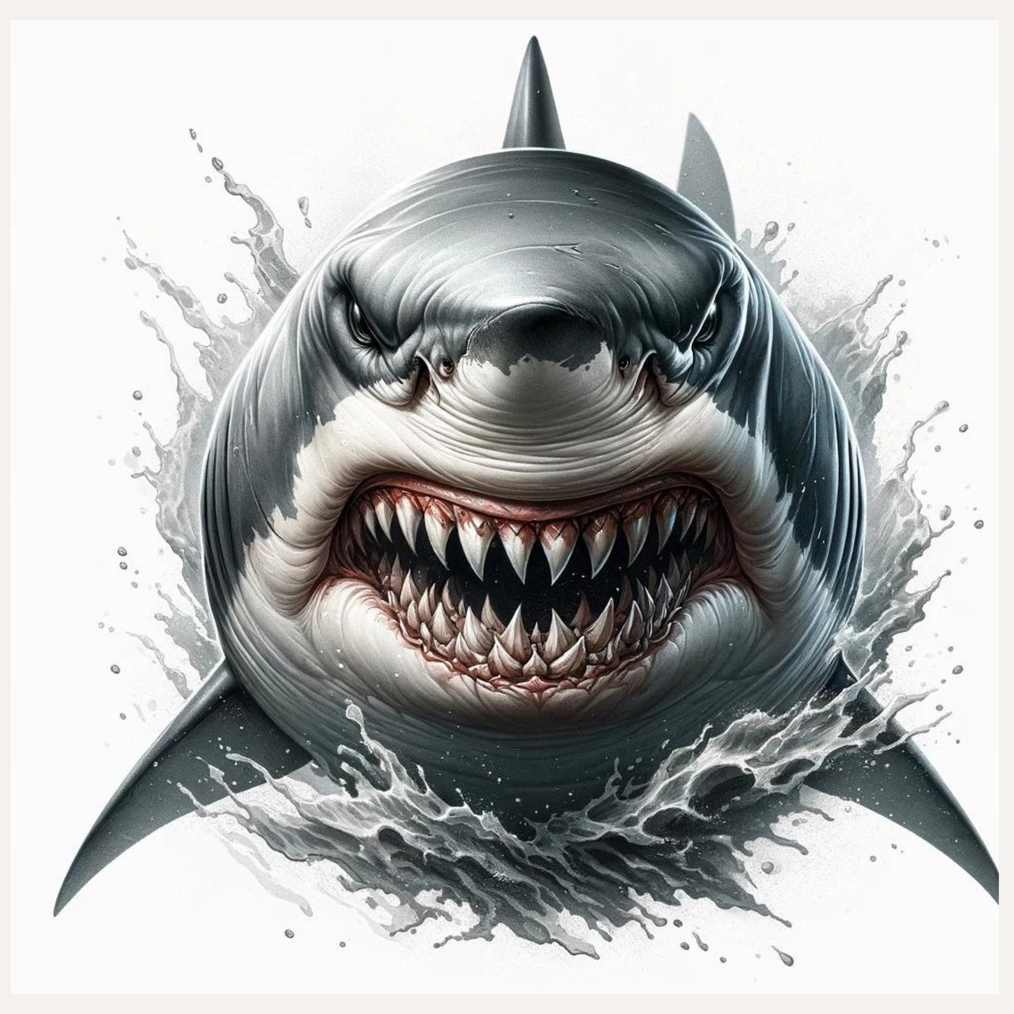 Angry Shark Digital Clipart, Ocean Designs for DIY Projects and Digital ...