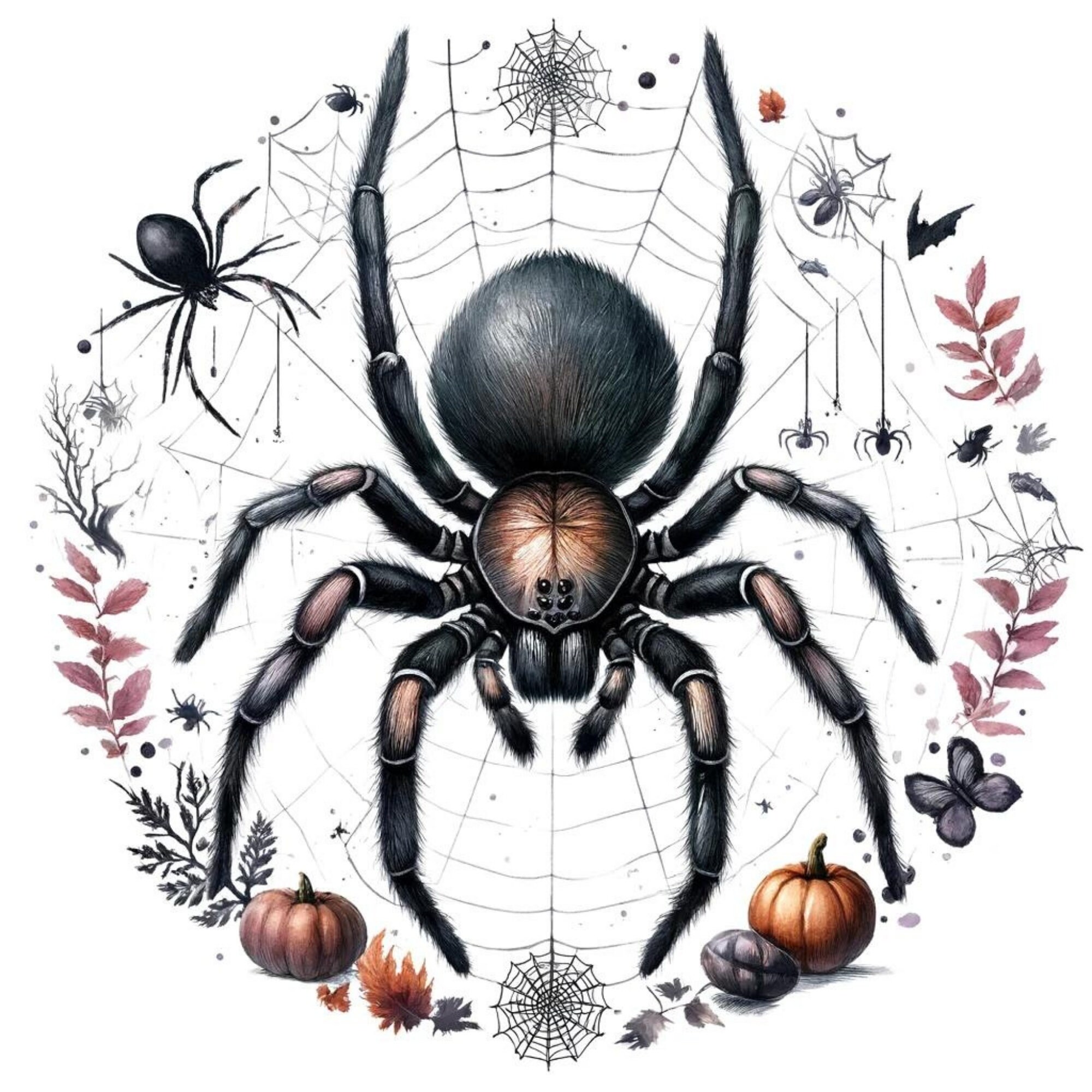 Spooky Spider Web Digital Art Print, Halloween Drawings Junk Journal ...