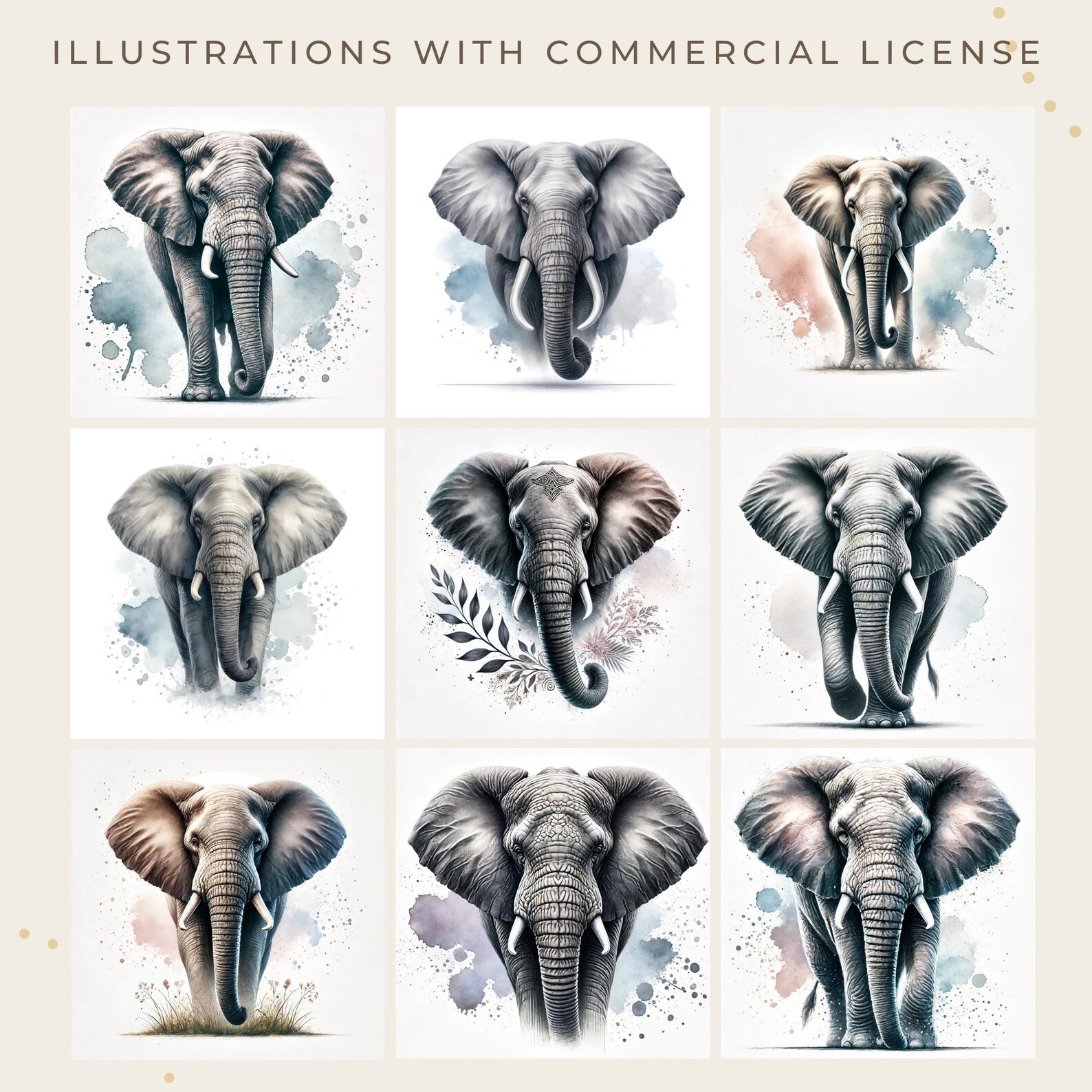 Watercolor Elephant Clipart Set for Digital Crafting & Junk Journal ...